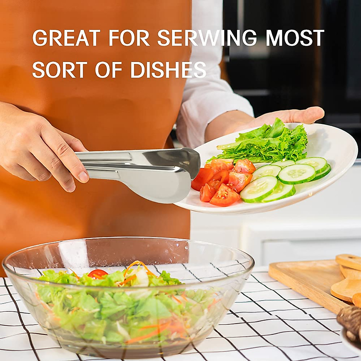 Teivio Stainless Steel Serving Utensils Set, Include Large Set of 18 Pieces - Serving Spoons, Slotted Spoons and Serving Tongs, for Catering/Buffet/Chafing Dish (Silver)