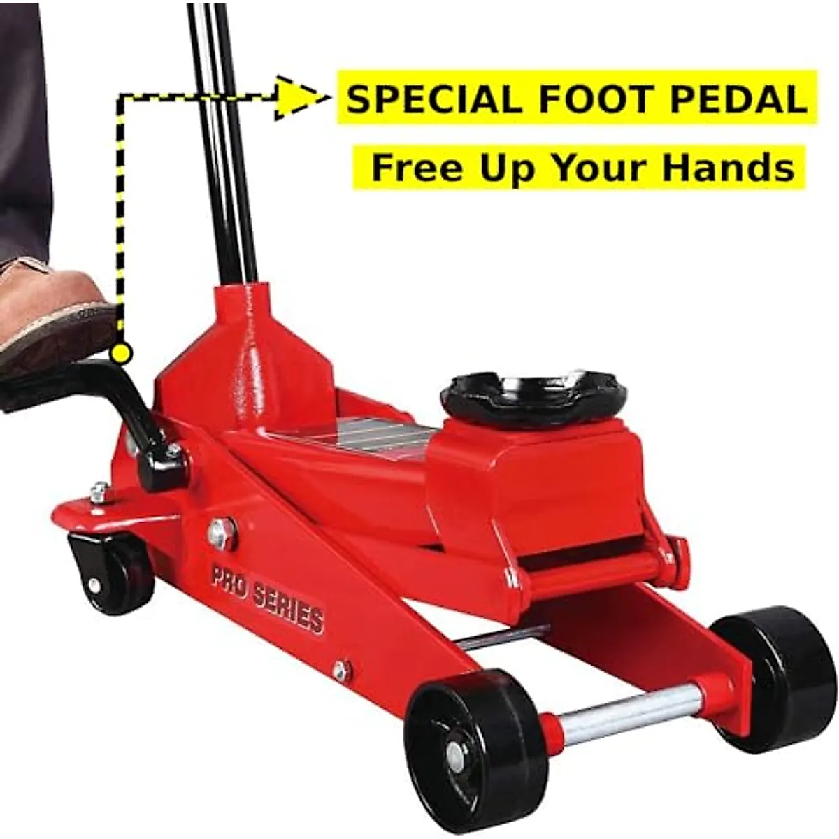 BIG RED T83014-2 Torin Floor Jack: Hydraulic Pro Series Car Jack with Foot Pedal and Single Quick Lift Piston Pump, 7,000 lbs. Capacity, Red