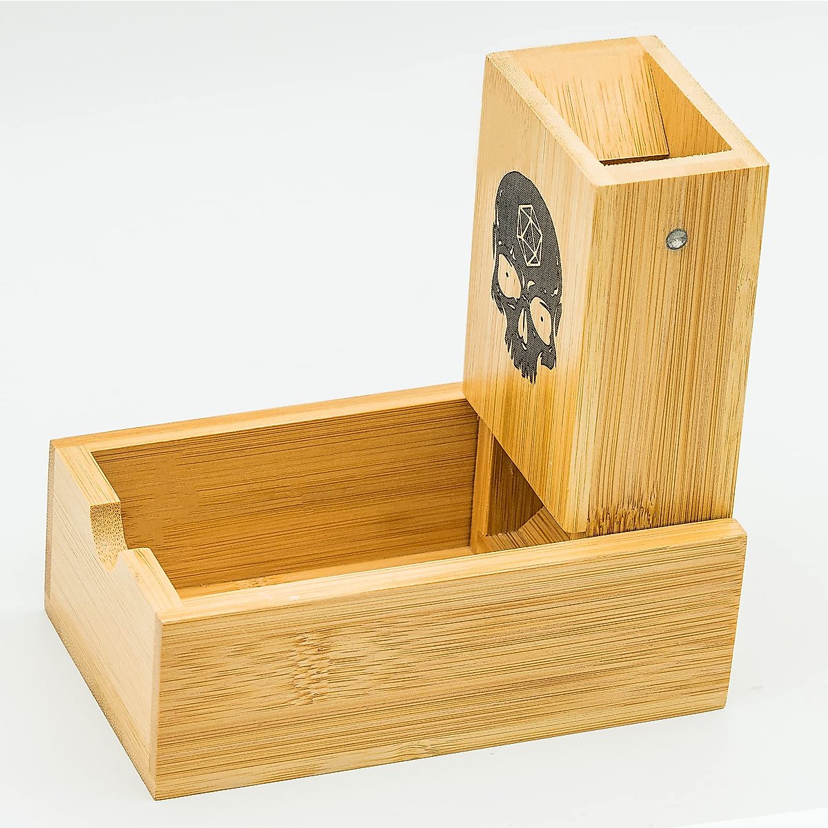 Cusdie Bamboo Dice Tower Foldable Wooden Die Roller Castle Rolling Case for Dungeons and Dragons, Board Game, D&D, RPG(Skull)