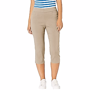 Briggs New York Womens Pull On Capri Pocket Casual Pants, Cobblestone, 12 US