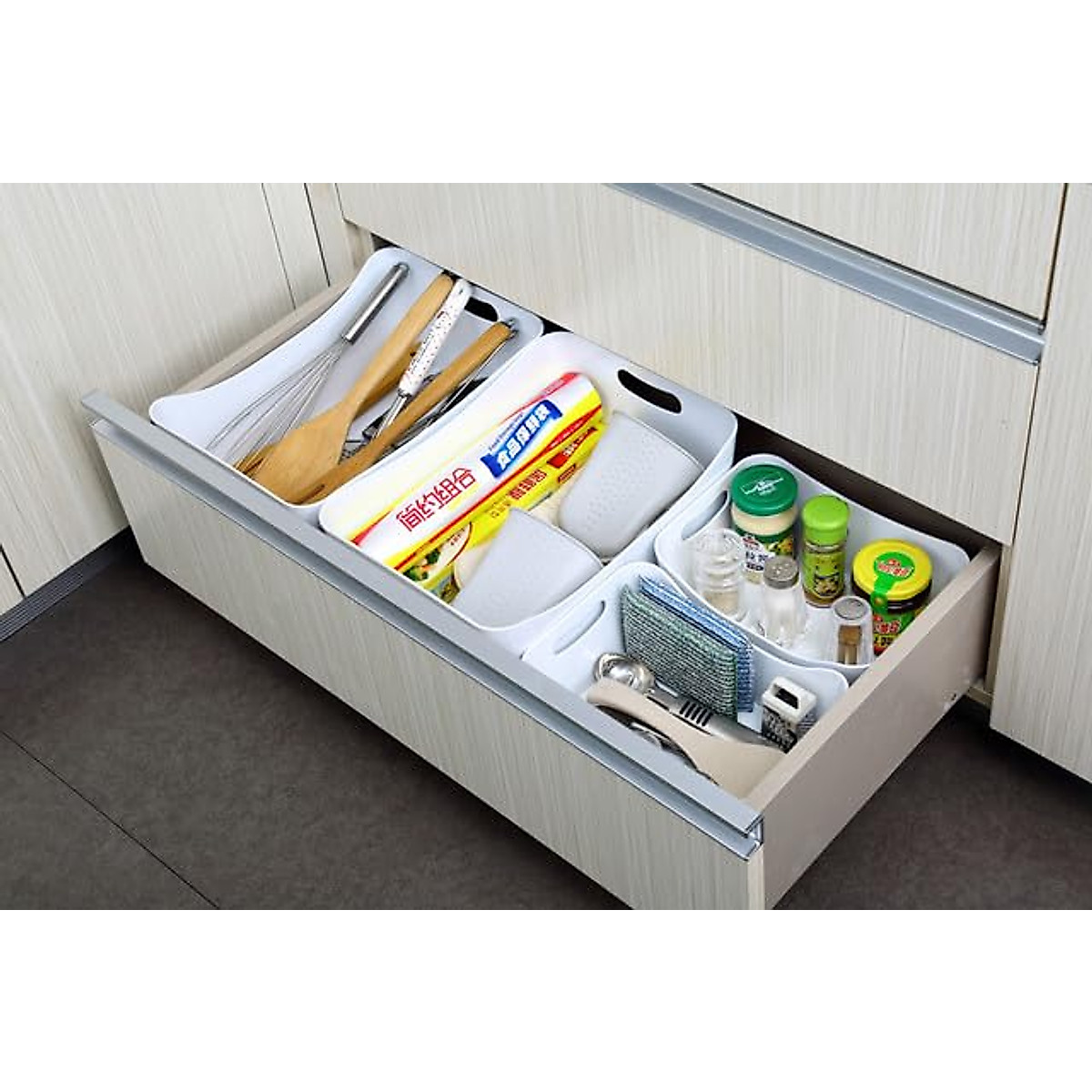 YBMHOME OPEN BIN STORAGE BASKET KITCHEN PANTRY, BATHROOM VANITY, LAUNDRY, HEALTH AND BEAUTY PRODUCT SUPPLY ORGANIZER, UNDER CABINET CADDY 2153 (Medium, White)