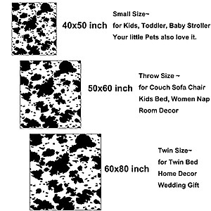 Cow Print Blanket, Fleece Cow Blanket for Kids Adults, Soft Cow Throw Blanket Cowhide Decor for Couch Sofa Bed (Cow 1, 40x50)