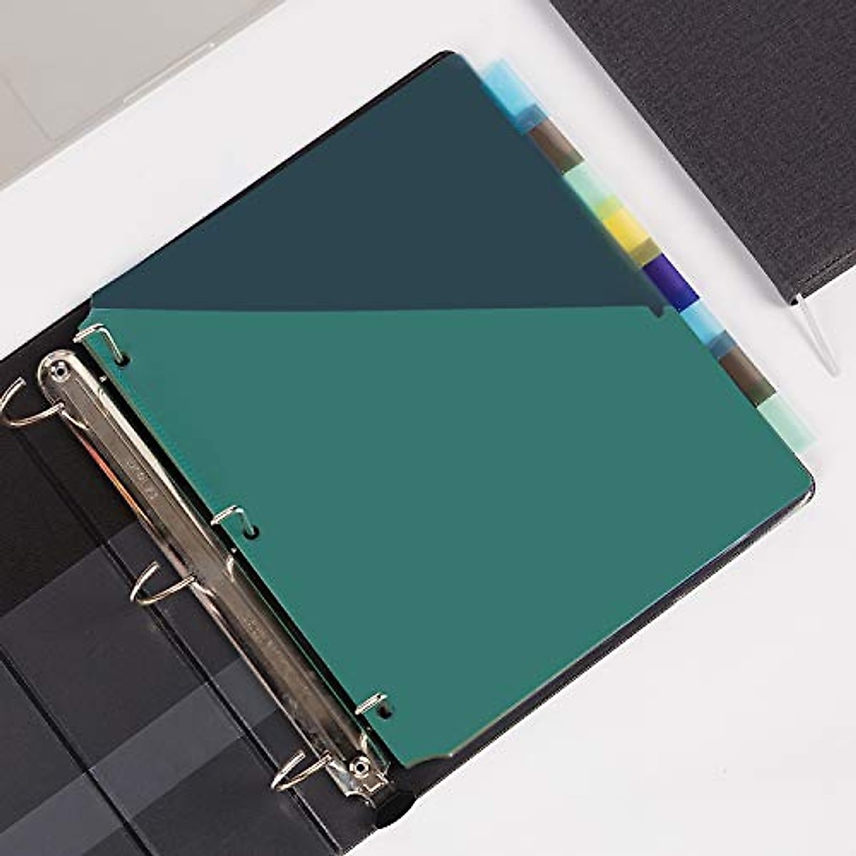 Amazon Basics 8-Tab Plastic Binder Dividers with Pockets, Two Tone, 1 set