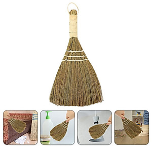 HEMOTON Whisk Broom Hand Broom Soft Natural Bristles Small Whisk Broom Desk Cleaning Brush for Indoor Outdoor