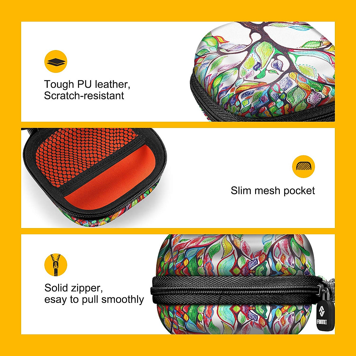 Fintie Case for Powerbeats Pro, Hard EVA Shockproof Portable Full Protective Cover Carrying Bag with Keychain for Powerbeats Pro Wireless Earphones (Love Tree)