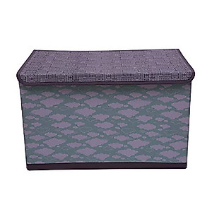 Bacati Clouds in The City Storage Toy Chest, Mint/Grey