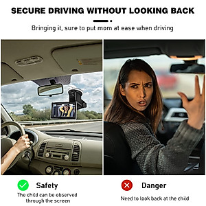 Naradoo Baby Car Camera with 10 LED Lights 1080P Baby Car Monitor Rear Facing Seat with 5 Inch Baby Car Mirror with Wide Clear View and Night Vision to Observe Baby's Movement