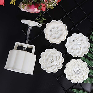 Moon Cake Mold Chinese Mid-Autumn Festival Cookie Stamp Set, Cute Flower Shape Pastry Moulds Mooncake Molds Mooncake Mould Baking Gadget