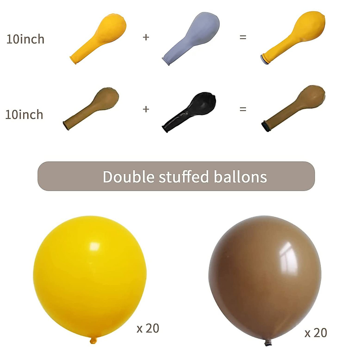 156 PCS Double Stuffed Balloons Arch Garland Kit Neutral Lemon Yellow Brown Balloons for Baby Shower Wedding Birthday Party Decorations (Yellow Brown)