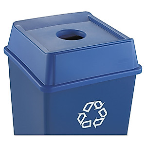 Rubbermaid 2791BLU Untouchable Bottle & Can Recycling Top, Square, 20 1/8 x 20 1/8 x 6 1/4, Blue