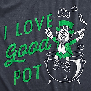 Mens Funny T Shirts I Love Good Pot St Patricks Day Graphic Tee for Guys Funny T Shirts Saint Patrick's Day Apparel for Men Cool 420 T Shirt Novelty Tees Navy - Pot M