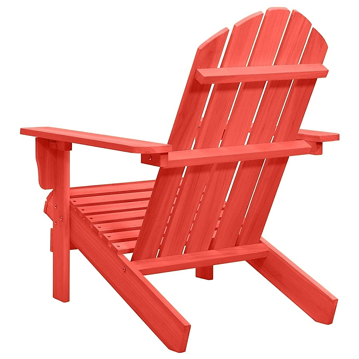 Tidyard Patio Adirondack Chair Solid Fir Wood Red Outdoor Fire Pit Chair Wooden Garden Armchair for Porch Pool Lawn Deck Backyard Balcony Outdoor