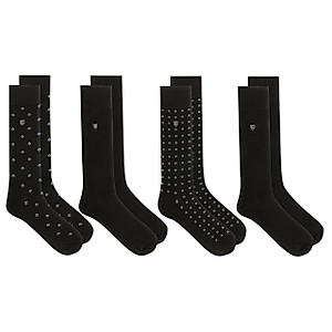 Chaps mens Pattern and Solid Assorted Dress Crew (4 Pack) Sock, Diamond (Black), 6 US