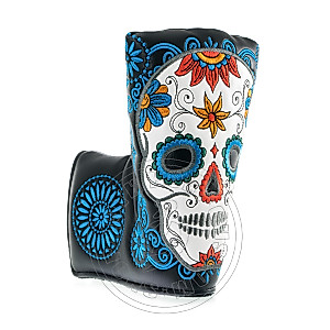 Dia de los Muertos Sugar Skull Golf Blade and Mid Mallet Putter Headcover, Black