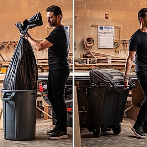 Plasticplace Black Trash Bags (50 Count): Heavy-Duty 64-65 Gallon Garbage Bags, Trash Can Liners, 1.5 Mil for Toter, Perfect Garbage Bag, 50” x 60”, Durable Can Liners