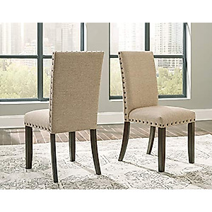 Signature Design by Ashley Rokane Dining Room Upholstered Chair Set of 2, Beige