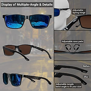 ROCKNIGHT HD Polarized Sunglasses for Men Fishing Blue Sunglasses Mirrored Casual Beach Sunglasses for big head