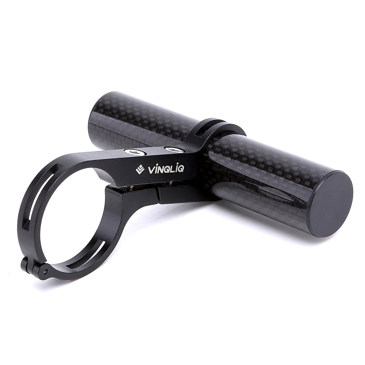 Vinqliq® Bike Cycling Lightweight Carbon Fiber Handlebar Extender Extension Lamp Holder Mount with Aluminum Alloy Bracket for Bike Mounts, GPS Units, Headlights, Cameras or Smartphone Cases (Black)