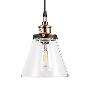 GRUENLICH Pendant Lighting Fixture for Kitchen and Dining Room, Hanging Ceiling Lighting Fixture, E26 Medium Base, Metal Construction with Clear Glass, Bulb not Included, 2-Pack