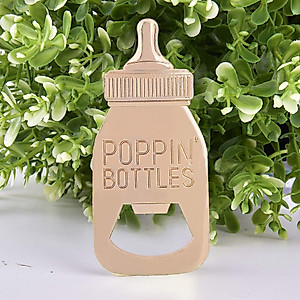 PARTYGOGO 24pcs POPPIN BOTTLES Shape Bottle Opener for Baby Shower Favors Bridal Shower Birthday Party Decoration Wedding Favors for Guests with Gift Box (Blue POPPIN BOTTLES, 24)