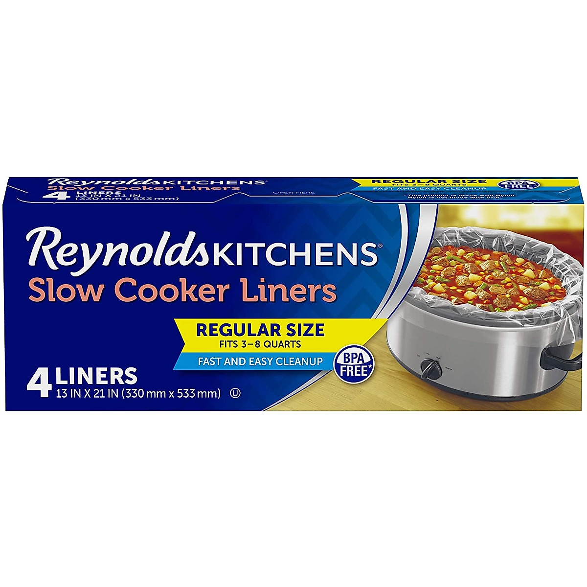 Reynolds Kitchens Slow Cooker Liners, Regular (4 Count, Pack of 8)