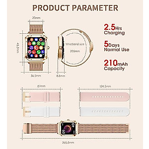 Iaret Smart Watch for Women (Call Receive Dial), Smart Watches for Android iOS Phones Smartwatch with AI Voice Control Heart Rate Sleep Monitor Pedometer Waterproof Activity Tracker