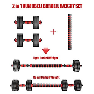 AJUMKER Dumbbells Barbell Set 22LBS 44LBS with Connecting Rod,Dumbbells Barbell Set,Adjustable Dumbbells Set,Adjustable Lifting Training Set for Men Women,Body Workout Home Gym Home Heavy Dumbbells (Type B-Amazon Fulfillment 20LBS)
