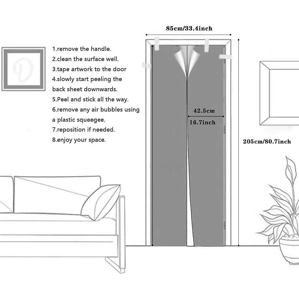 QHOXAI 3D Door Sticker Garden Bridge White Pigeon Photo Wallpaper Living Room Kids Bedroom Bathroom Home Decor Decal Art Poster Pvc Waterproof Self-Adhesive Murals Wall Art Stickers 33.4x80.7 inch