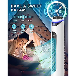 Evaporative Cooler - 46" Swamp Cooler with Remote, G-Ocean Air Cooler Fan with Night Light, 8H Timer, Oscillating, 3 Modes, 3 Speeds, 2 Ice Packs, Portable Air Conditioner for Home/Office/Outdoor
