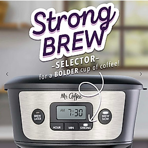 Mr. Coffee 12-Cup Programmable Coffeemaker, Strong Brew Selector, Stainless Steel.