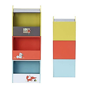 labebe - Storage Bins, Toy Wooden Storage Cubes Box, Kid Toy Organizer and Storage for 1-5 Years Old, 3 Toy Stacking Bins, Cube Useful Stackable Storage Bins, Toy Box Container as Birthday Gift - Fox