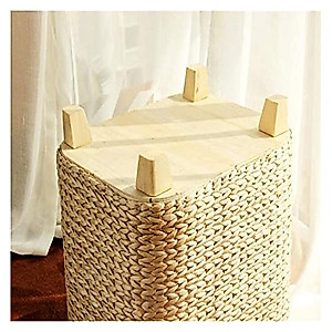 ALDEPO Shoe Cabinet Ottoman Storage Boxes Handmade Straw Solid Wood Shoe Changing Stool Multifunctional Rattan Footstool Healthy and Clean Dual Use Footstool for Home Closet Bedroom