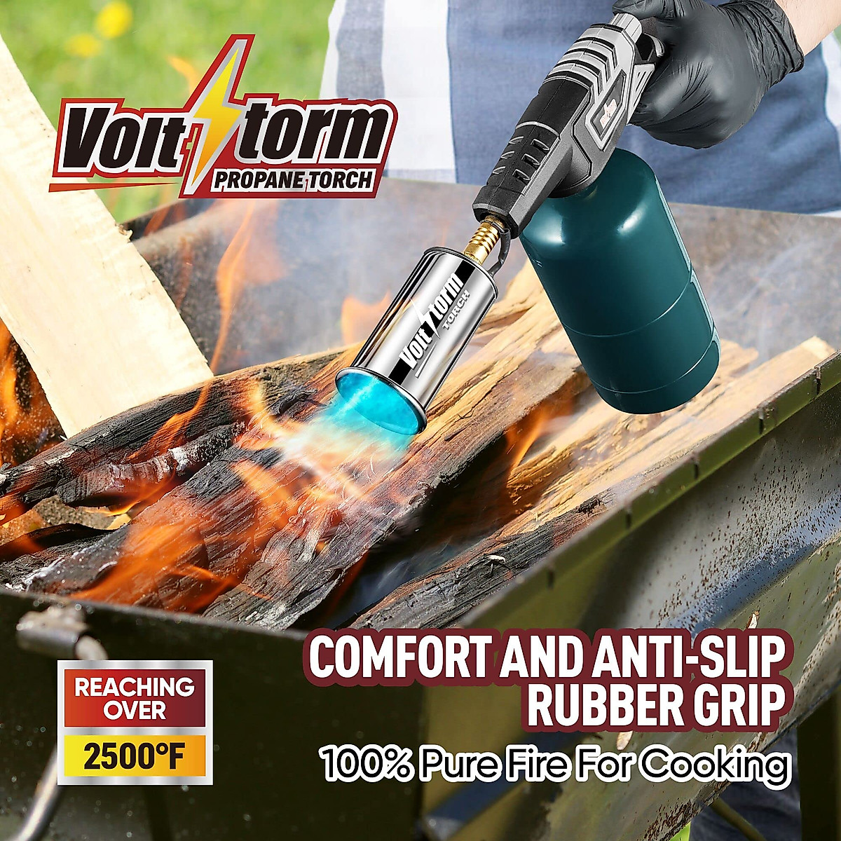 Cooking Torch Propane Torch, Culinary Torch with High Output 100,000 BTU, Grill Gun, Sous Vide Torch, Grilling Torch, Charcoal Starter, Kitchen Torch for Searing Steaks, Meat, Roasting Peppers, BBQ