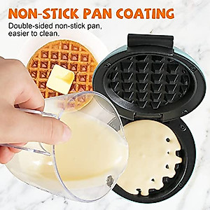 CROWNFUL Mini Waffle Maker Machine, 4 Inch Chaffle Maker with Compact Design, Easy to Clean, Non-Stick Surface, Recipe Guide Included, Perfect for Breakfast, Dessert, Sandwich, or Other Snacks, Green