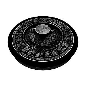 Odin's Ravens Full Moon Huginn and Muninn Rune Pagan Viking PopSockets Swappable PopGrip