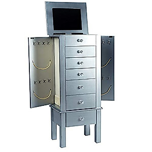 Alveare Home Helena Standing Jewelry Armoire, Silver