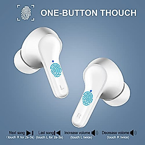 Acnob Ear Buds Wireless Bluetooth Earbuds 5.0 IPX6 Waterproof 32 Hours Playtime Headphones with Wireless Charging Case & Built in Mic TWS HiFi Bass Stereo Earphones for iPhone & Android,White