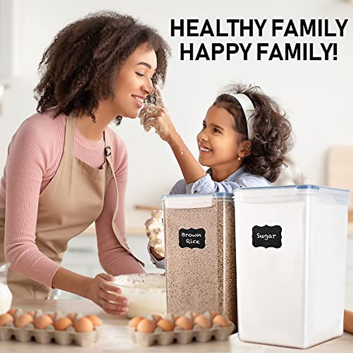 XXL 7 qt / 6.5 L / 220 Oz Food Storage Airtight Pantry Containers [Set of 2] WIDE & DEEP + FREE 2 Measuring Cup + deal for Sugar, Flour - Clear Plastic - Leakproof - BPA Free - Clear