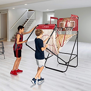 Lanos Basketball Arcade Game, Double Electronic Hoop Shot, 2 Player or 1 Player, with 6 Basketballs - Indoor Basketball with 8 Game Modes - Premium Arcade Games for Home