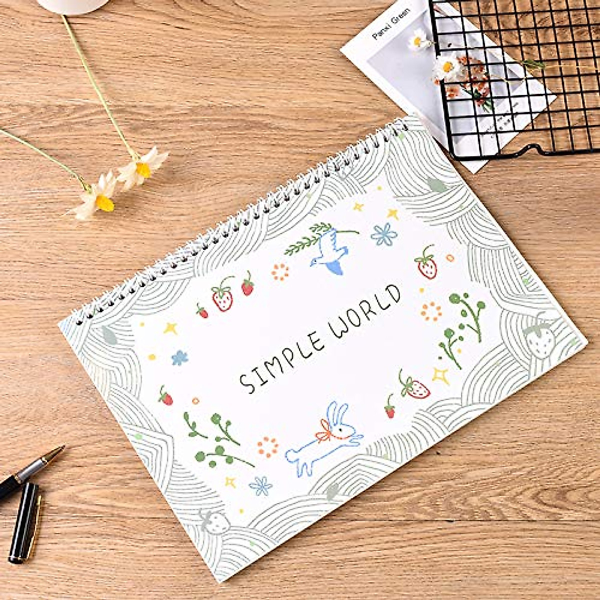 SUNNYHILL Sticker Collecting Album Reusable Sticker Book Won't Harm Stickers 30 Sheets 8.3" x 5.8" (Simple World)