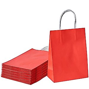 SUNCOLOR 24 Pack Red Small Party Favor Bags Goodie Bags for Birthday Party/Valentines day Gift Bags With Handle (Red)