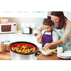 Meytunsin Silicone Slow Cooker Liner Fits Crock pot 8 Quart Slow Cooker,Silicone Crock pot Liner Made of Food-Grade Silicone,Dishwasher Safe,Red