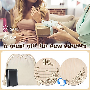 Mayyi Newborn Birth Announcement Sign,Personalized Baby Announcement，Custom Engraved Wooden Baby Name Sign，Newborn Photo Props, Hello World Newborn Announcement for Hospital (BAS 02)