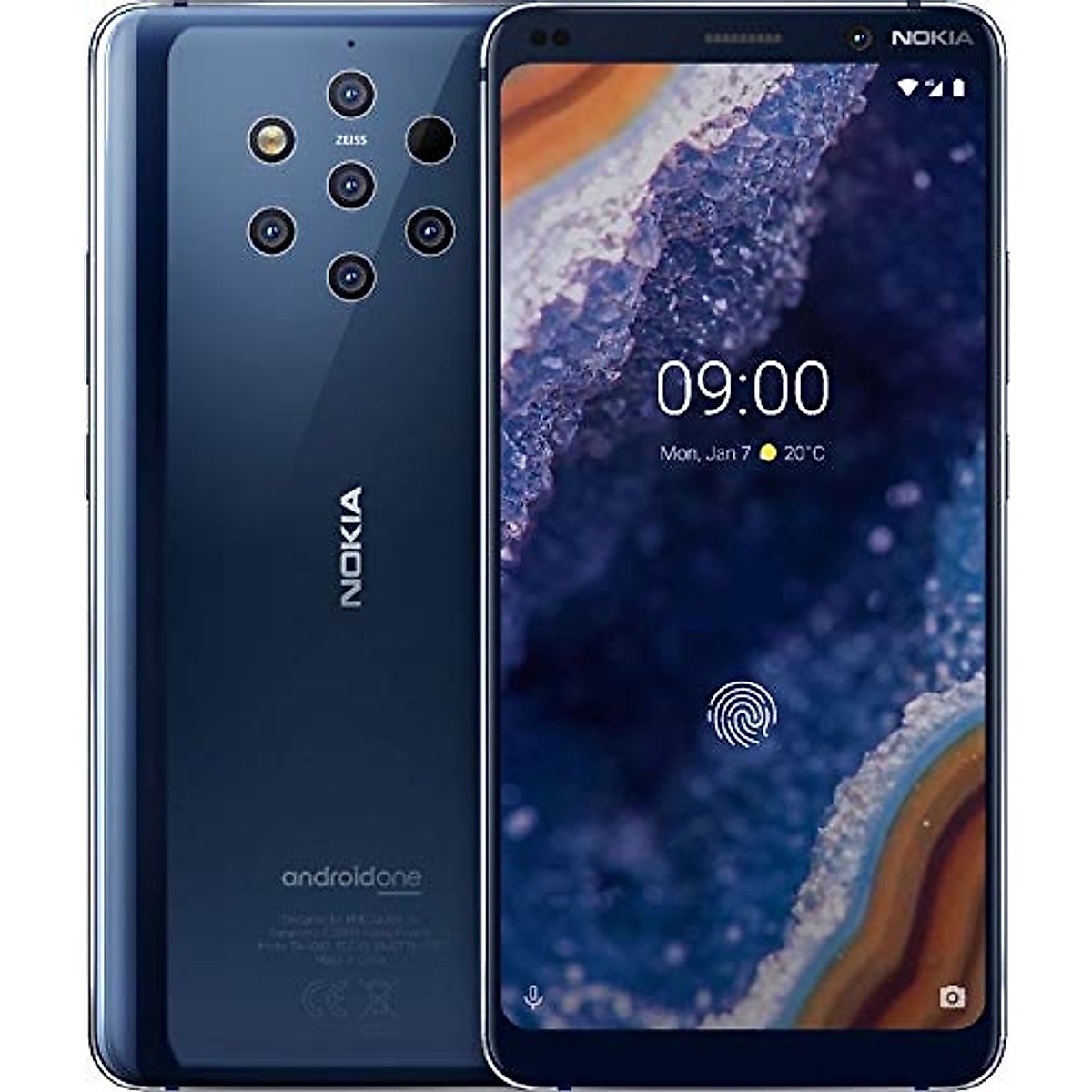 Nokia 9 PureView 128GB GSM Unlocked Android 9.0 Pie Smartphone, 5.99" QHD+ Display, Qi Wireless Charging, 5X 12 MP Camera Array & UHD 4k HDR (Midnight Blue) + Clear Case Bundle