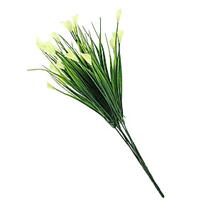 Fdit Artificial Flowers Calla Leaf Fake for Home Garden Party Wedding Decoration (White)