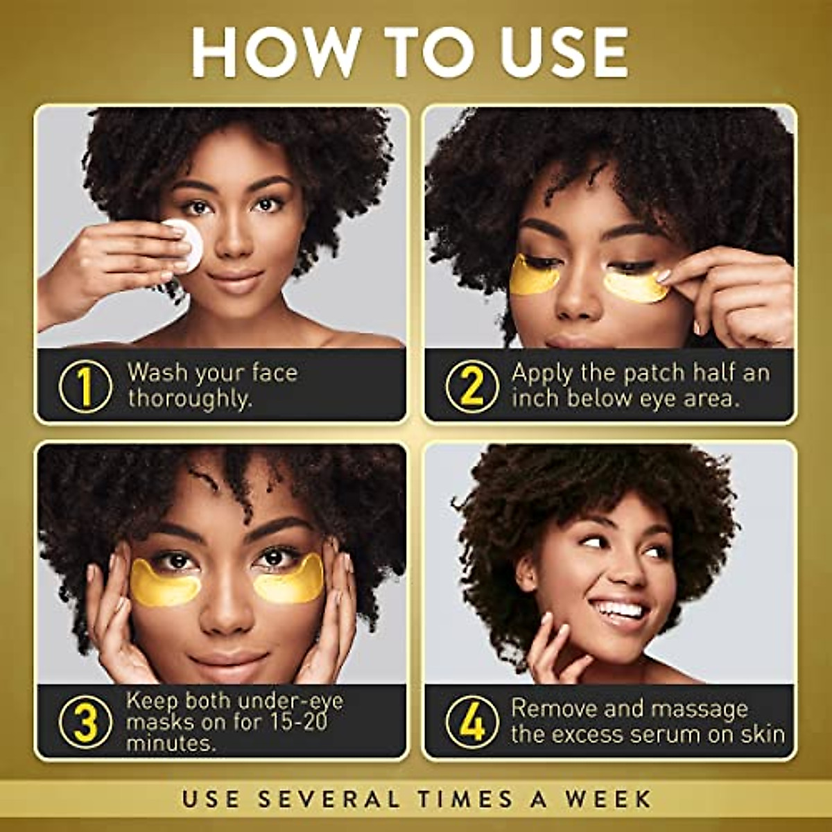 Wild Beauty Under Eye Patches (36 Pairs), Eye Masks for Dark Circles and Puffiness! Under Eye Patches for Under Eye Bags, 24K Gold Eye Mask, Under Eye Mask for Adults, Eye Patches for Puffy Eyes