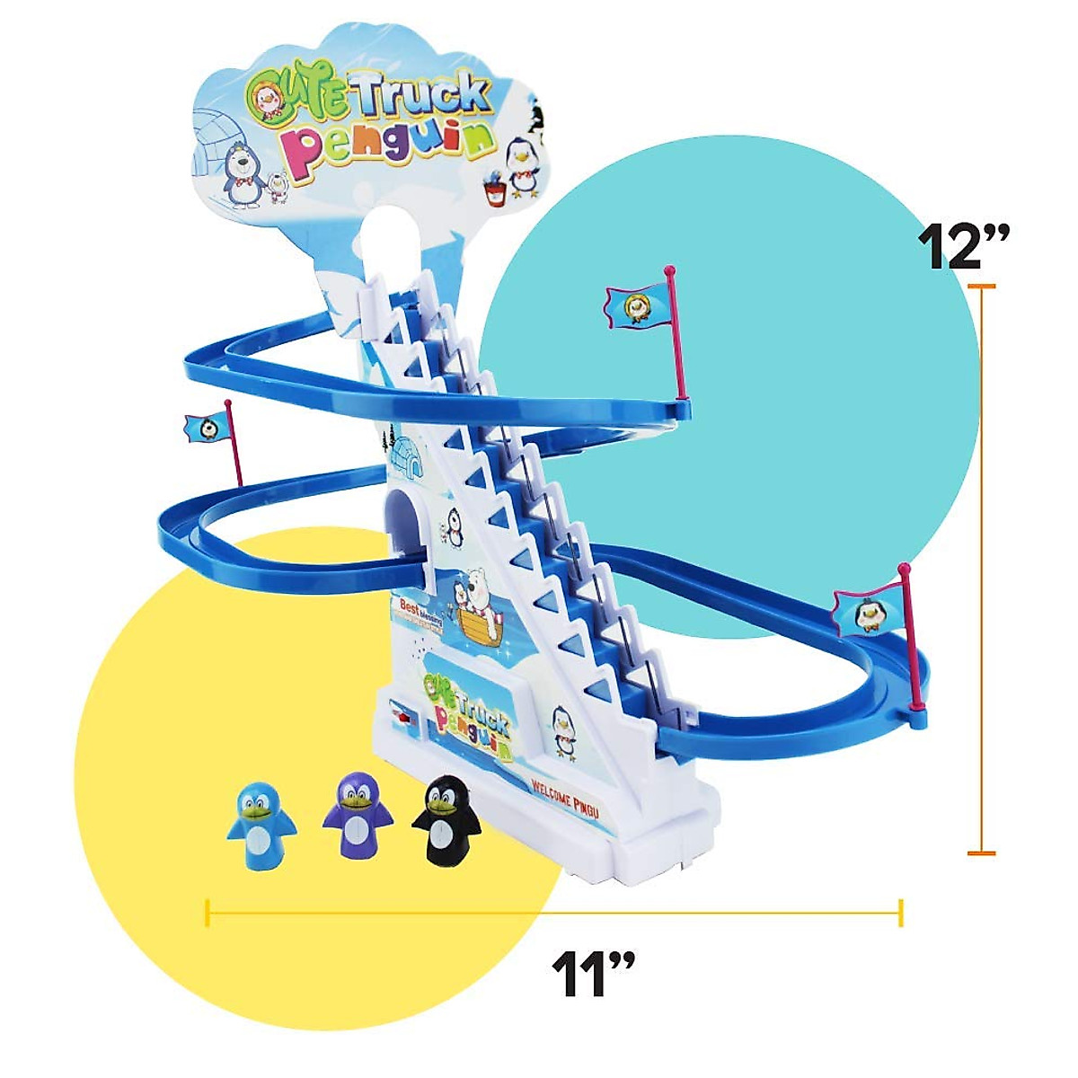 Boley Musical Penguin Roller Coaster - 11 Piece Set with Tiny Penguin Toys and Customizable Race Track