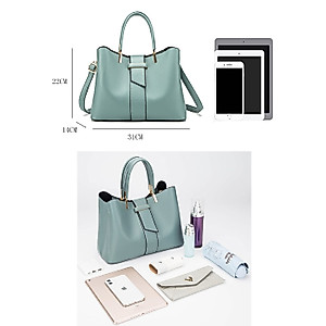 SMALLBLUER Women's Fashion Handbag PU Leather Shoulder Crossbody Bag Purse 2pcs-Brown