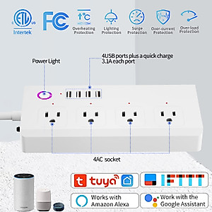 Smart Power Strip, UseeLink ZigBee Surge Protector,White
