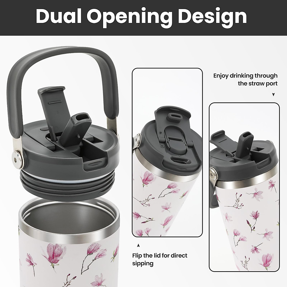 Riley Joy 40 oz Personal Style Stainless Steel Tumbler with Leak-Proof Lid and Straw, Double-Wall Vacuum Insulated Travel Mug for Coffee, Iced Tea, or Water - Ideal for Commutes and Outdoor